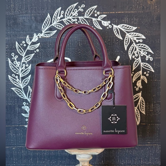 Nanette Lepore | Bags | Nanette Lepore Plum Handbag With Gold Chain Nwt ...
